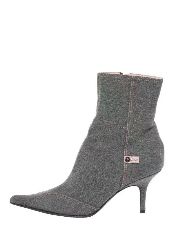 Dior Pointed Toe Heeled Ankle Boots - Grey