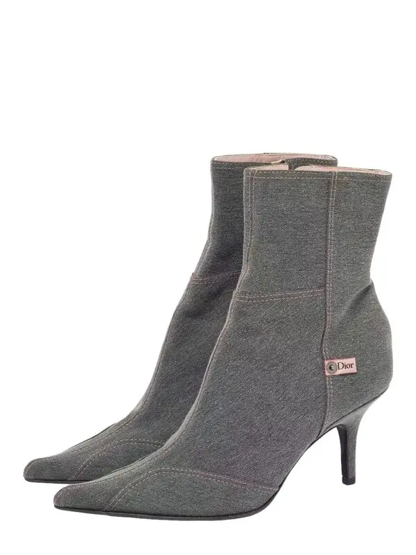 Dior Pointed Toe Heeled Ankle Boots - Grey