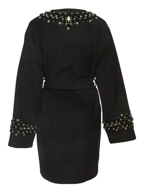 Dolce & Gabbana Embellished Belted Wool Coat - Black