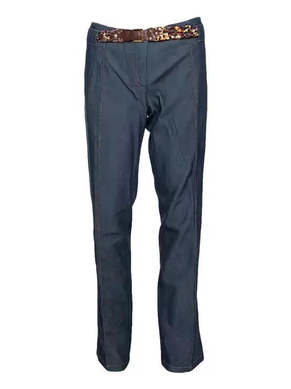 Roberto Cavalli Leopard-print Trim Trousers - Blue