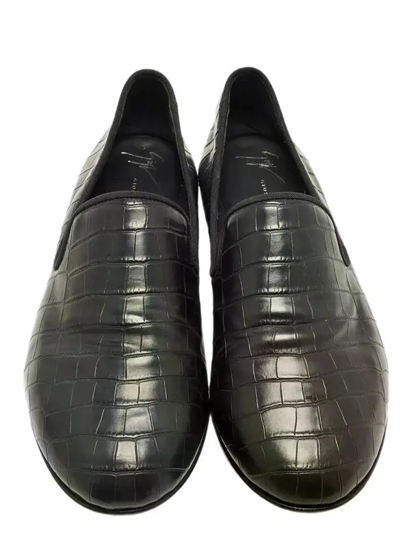 GIUSEPPE ZANOTTI Croc-embossed Smoking Slippers - Black