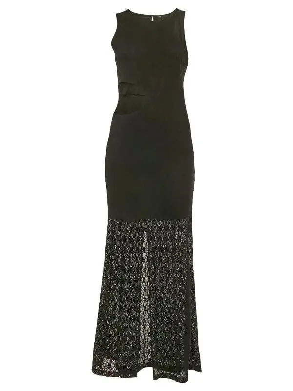 Maje Lace Cutaway Semi-sheer Maxi Dress - Black