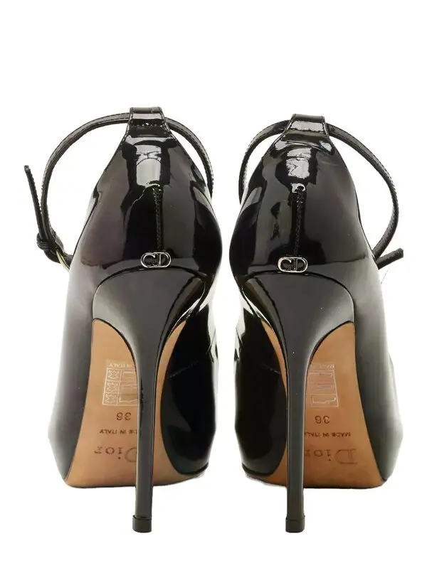 Dior Leather Patent Ankle-strap Pumps - Black