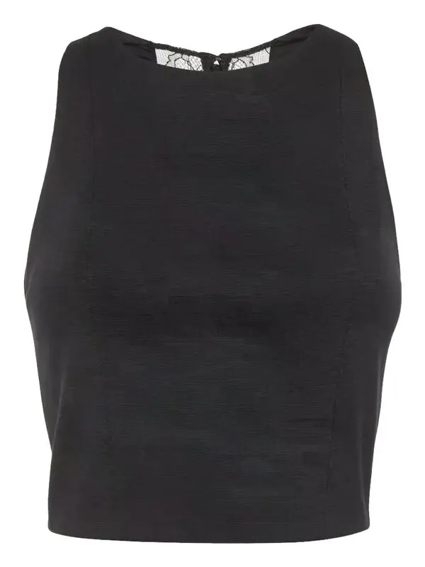 Alice + Olivia Lace-trim Crop Top - Black