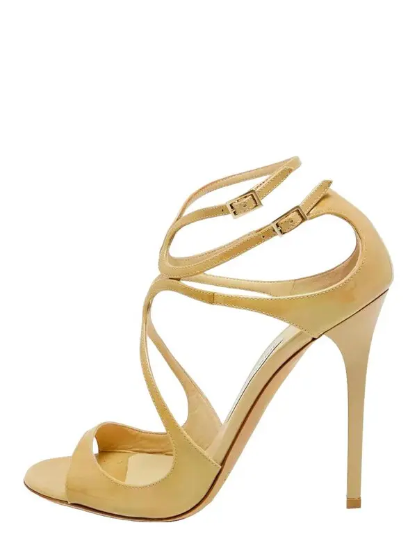 JIMMY CHOO Azia Patent Leather Heeled Sandals - Neutrals