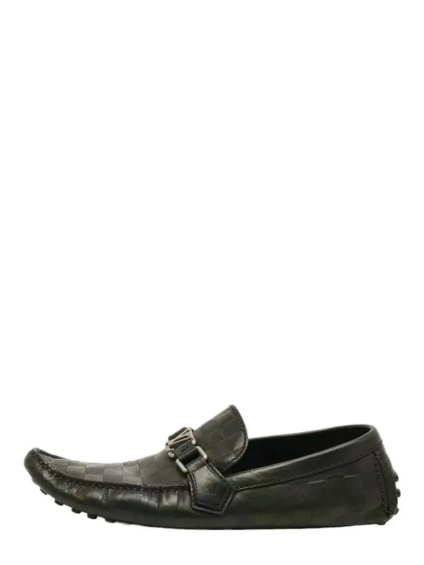 LOUIS VUITTON Damier Calf Leather Loafers - Black