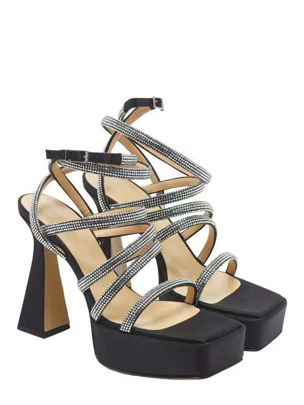 Mach & Mach Sydney Crystal Embellished Platform Sandals - Black