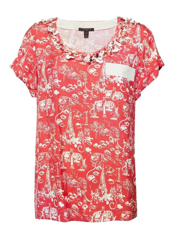 LOUIS VUITTON Art Print Embellished Blouse - Red
