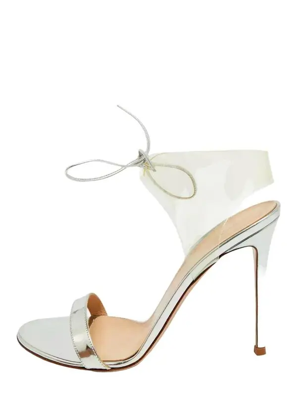 GIANVITO ROSSI Tone Clear Panel Ankle-strap High Stiletto Heels - Silver