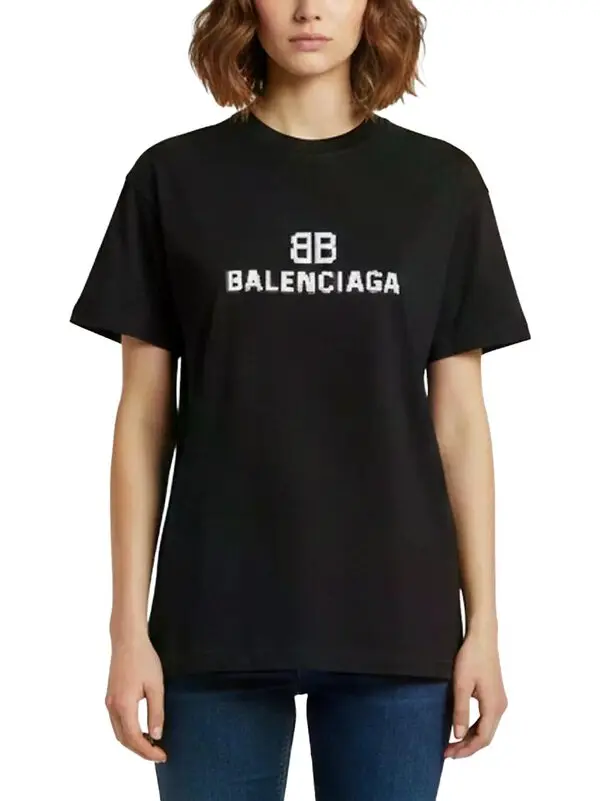 Balenciaga Logo Print T-shirt - Black
