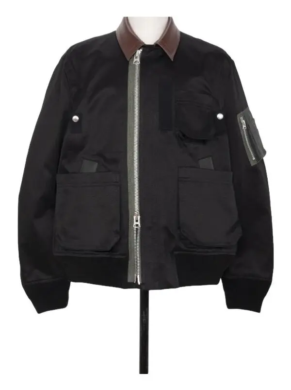 Sacai Long-sleeved Zip-up Jacket With Multiple Pockets - Black