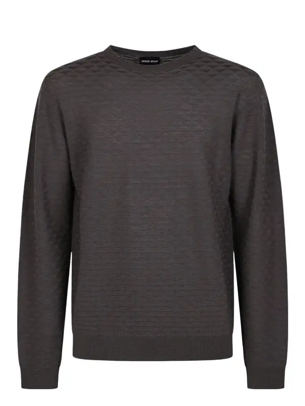 Giorgio Armani Textured Crew-neck Knit Sweater - Black
