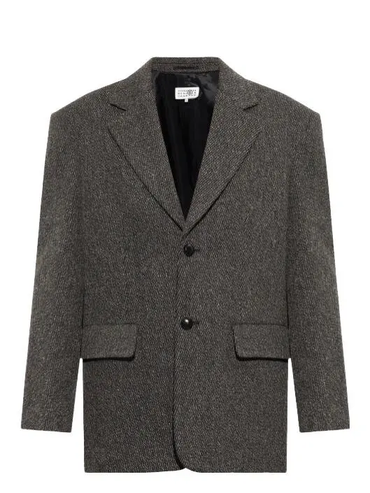 MAISON MARGIELA Raw-edge Herringbone Blazer - Brown