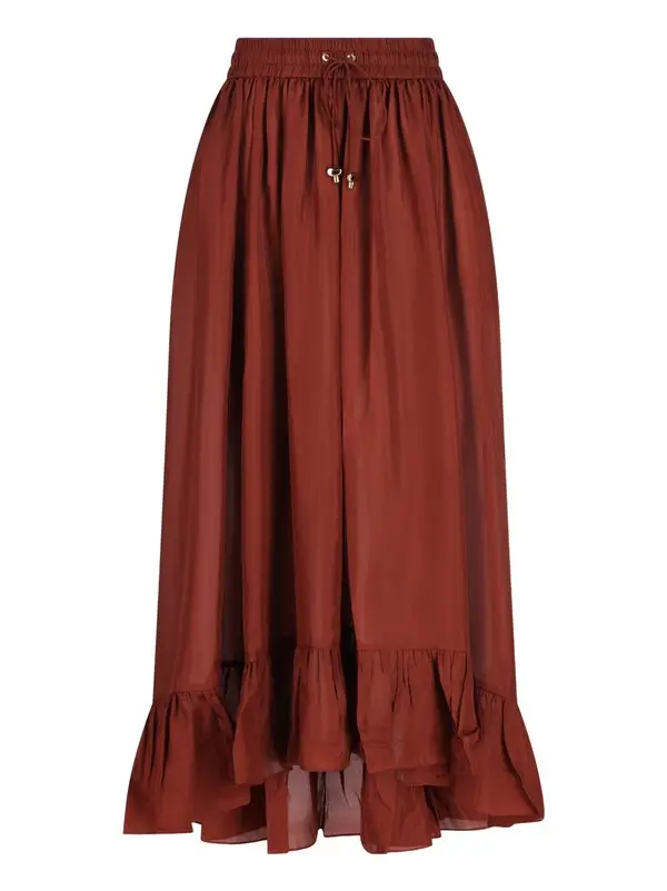 Zimmermann Ruffled Maxi Skirt - Red