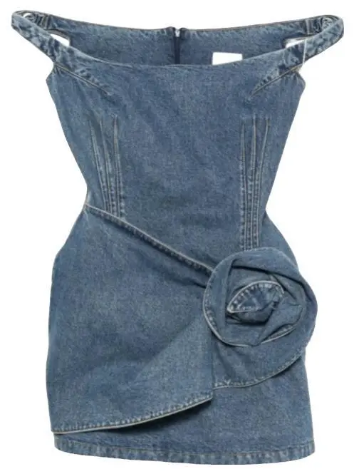 Magda Butrym Floral Detail Off-the-shoulder Mini Dress - Blue