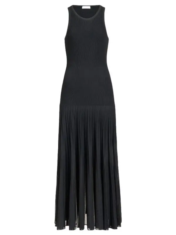 Alaïa Pleated Sheer Maxi Dress - Black