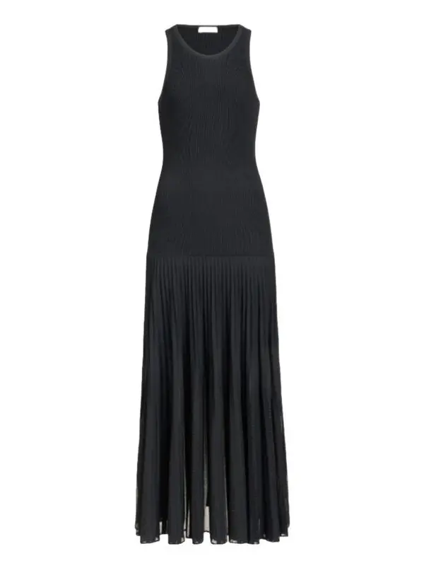 Alaïa Pleated Knit Maxi Dress - Black