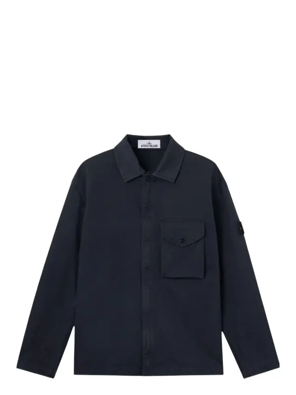 Stone Island Comfort-fit Zip-up Overshirt With Chest Pocket - Navy