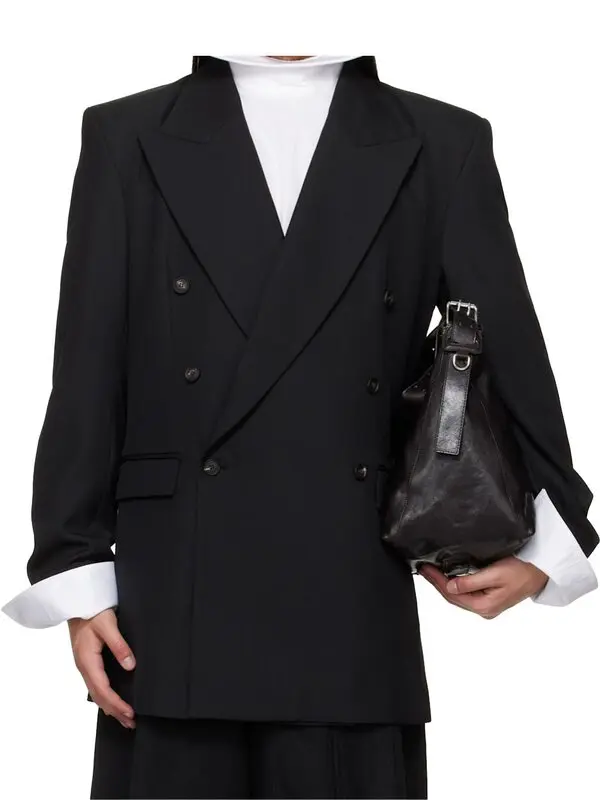EGONLAB Oversized Double-breasted Wool Suit Jacket - Black