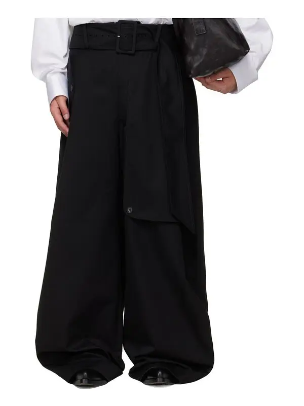 EGONLAB Belted Trench Belt Loop Casual Pants - Black