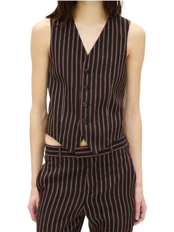 ANN DEMEULEMEESTER V-neck Waistcoat With Asymmetric Hem - Black
