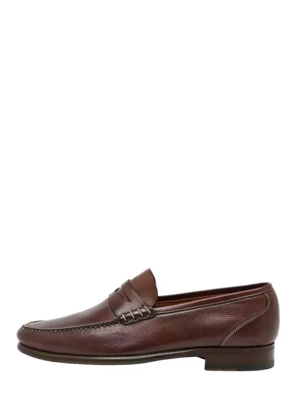 Santoni Leather Slip-on Loafers - Brown