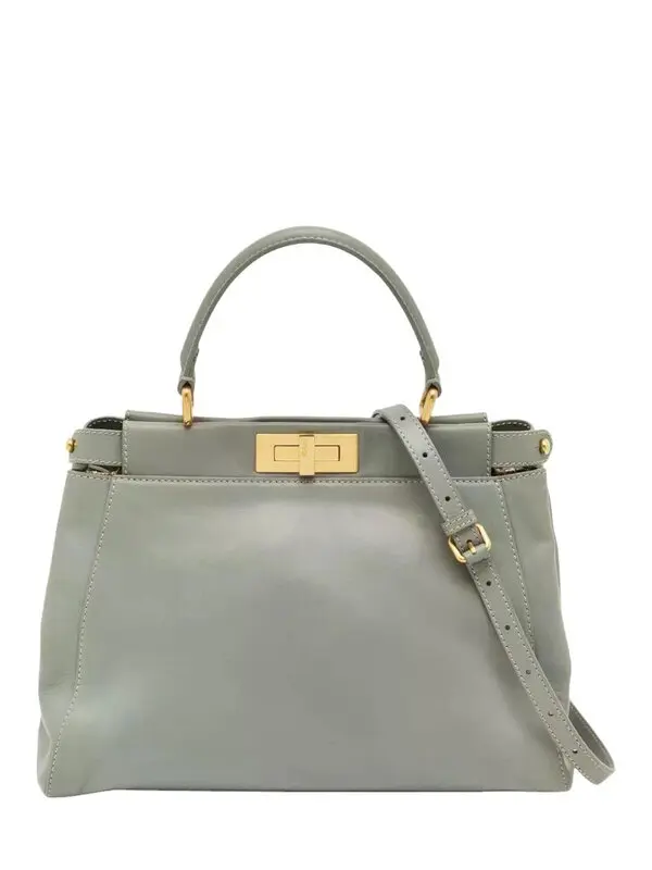 Fendi Medium Peekaboo Leather Tote Bag - Blue