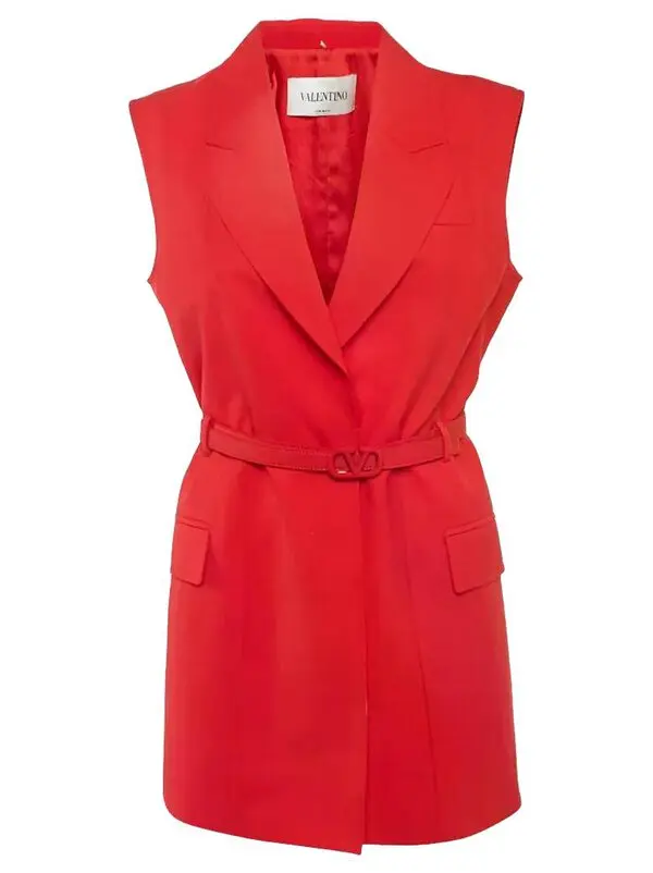 Valentino Garavani Crepe Sleeveless V-neck Mini Dress With Vlogo Signature Buckle - Red