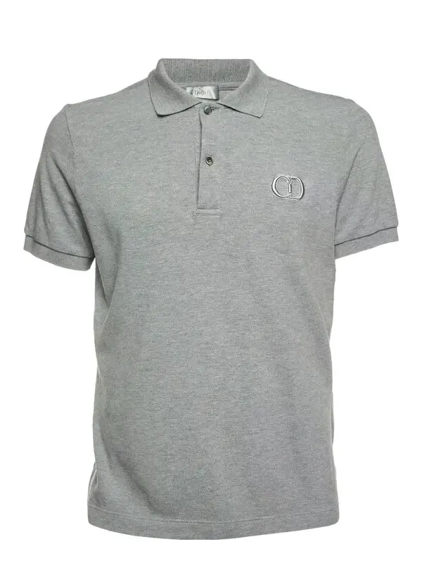Dior Logo-embroidered Piqué Polo Shirt - Grey