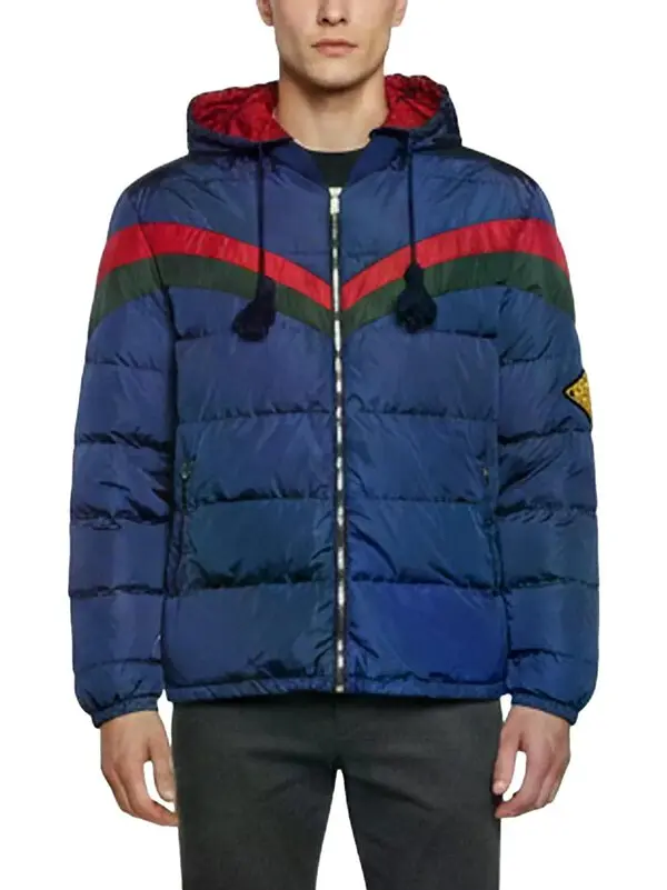 Gucci Quilted Jacket With Chevron Stripe Detail - Blue