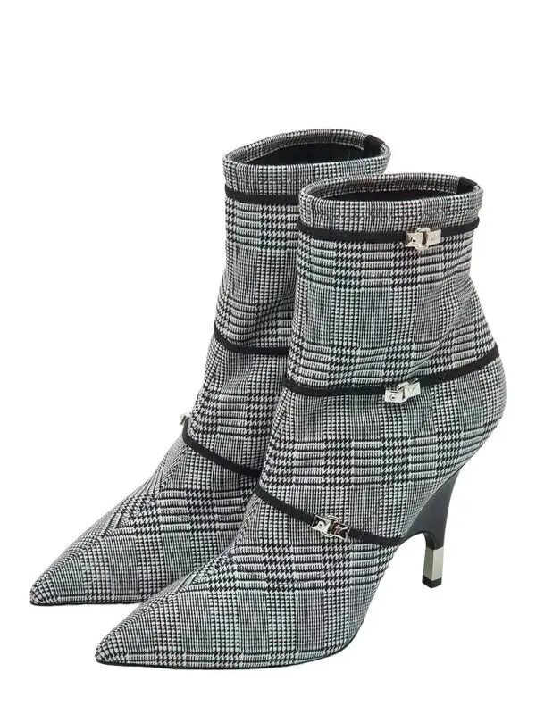 GIUSEPPE ZANOTTI Check Stretch Fabric Ankle Boots - White