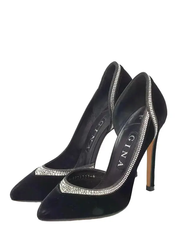 GINA Crystal-embellished D'orsay Pumps - Black