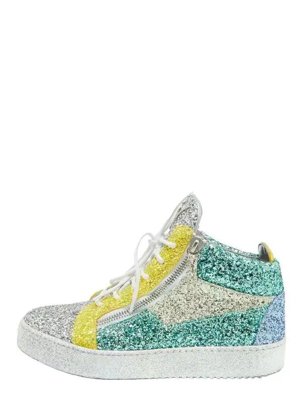 GIUSEPPE ZANOTTI Kriss Glitter-finish Sneakers - Silver