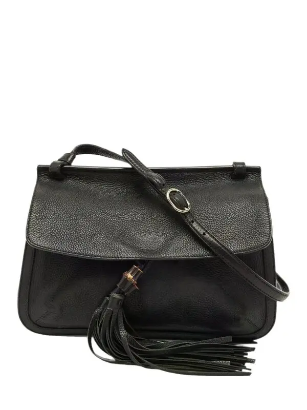 Gucci Bamboo Daily Leather Shoulder Bag - Black