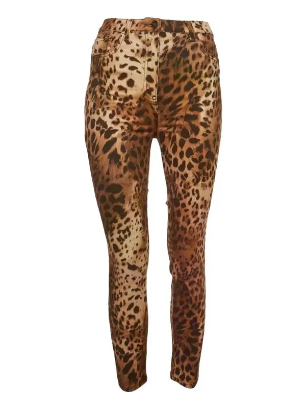 Elisabetta Franchi Leopard Print Jeans - Brown