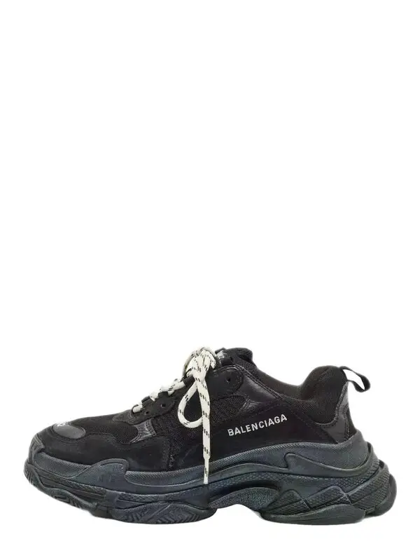 Balenciaga Triple S Mesh Nubuck Leather Sneakers - Black
