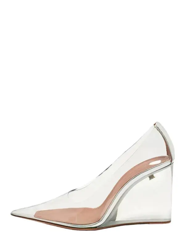 Amina Muaddi Ane Wedge Pumps - White