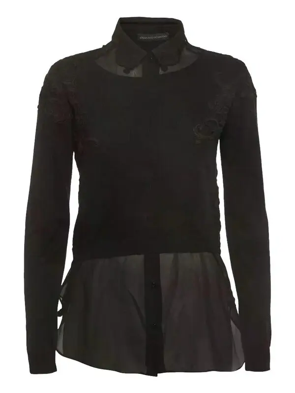 Ermanno Scervino Sheer Panel Top - Black