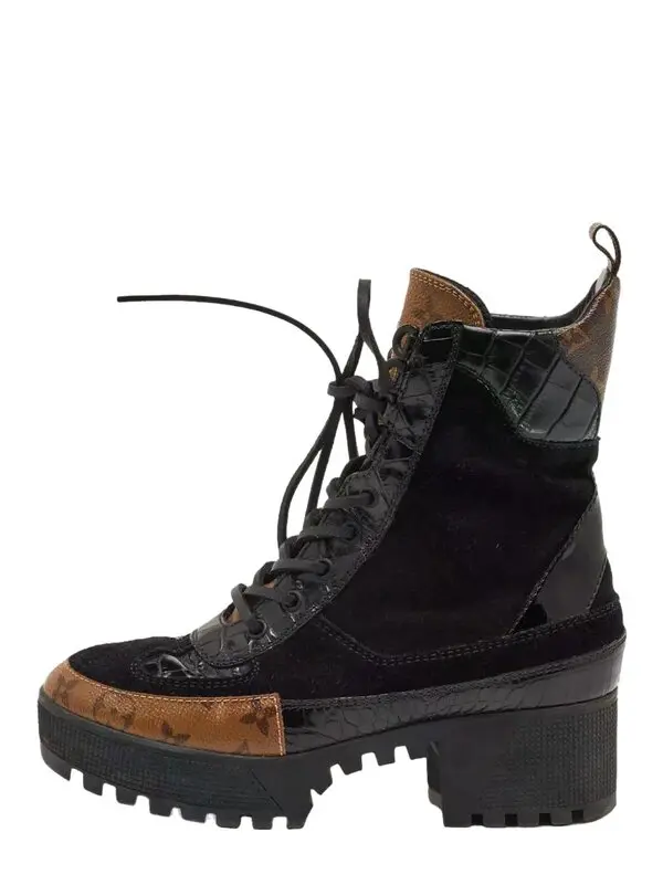 LOUIS VUITTON Laureate Monogram Combat Boots - Black