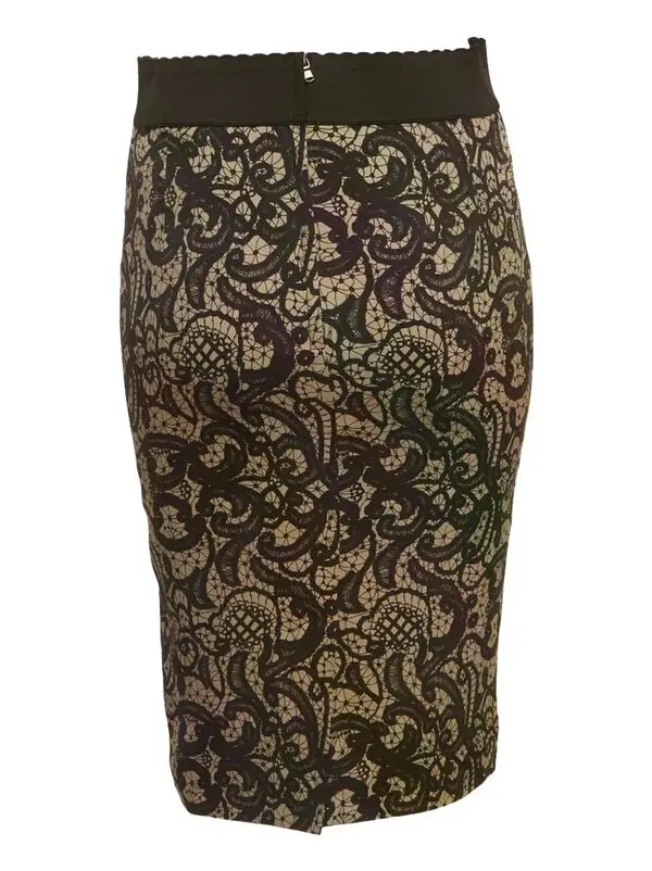 Dolce & Gabbana Lace-print Pencil Skirt - Black