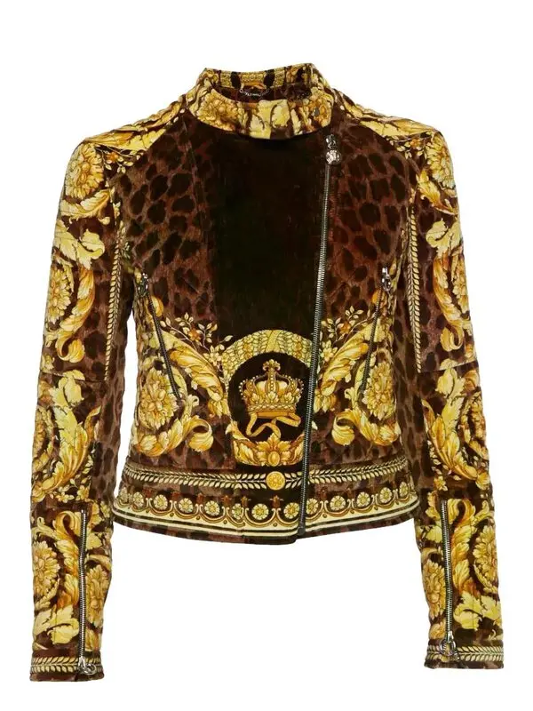 Versace Barocco Print Quilted Jacket - Brown