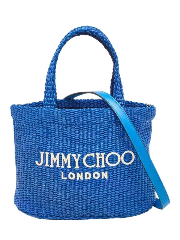 JIMMY CHOO Woven Raffia Beach Mini Handbag - Blue