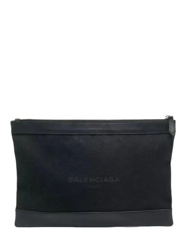 Balenciaga Navy Clip M Canvas Clutch Bag - Black
