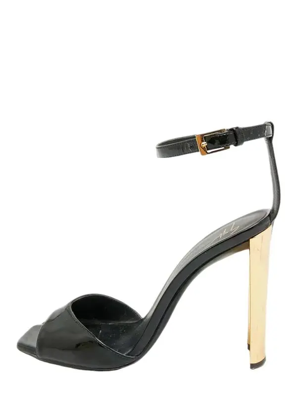 GIUSEPPE ZANOTTI Patent Leather Ankle Strap Sandals - Black