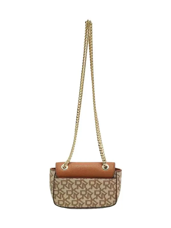 Dkny Mini Logo-pattern Crossbody Bag - Brown