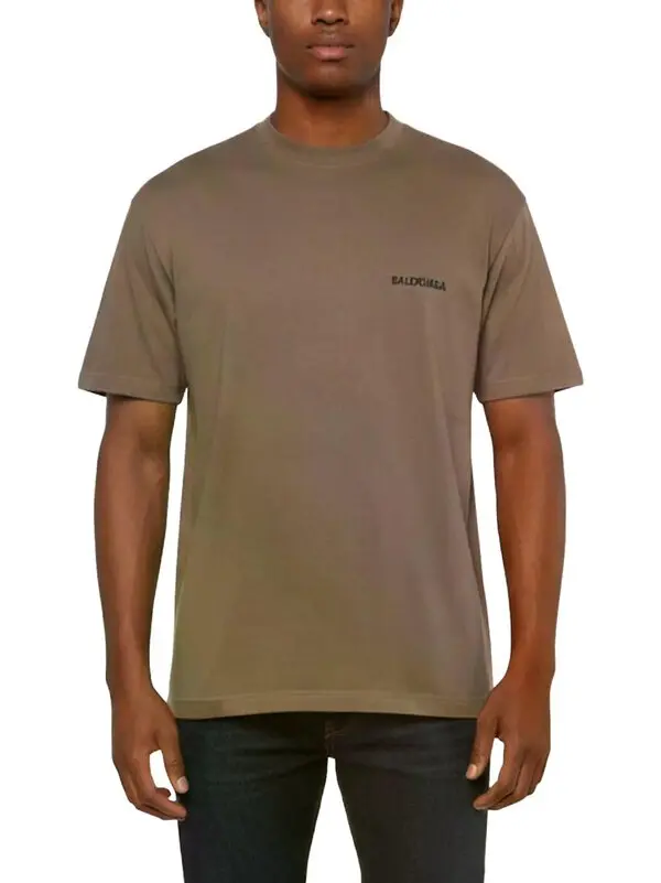 Balenciaga Logo Embroidered T-shirt - Brown