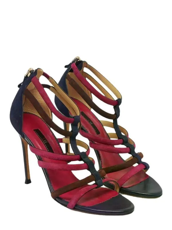 Carolina Herrera Strappy Suede Stiletto Sandals - Blue