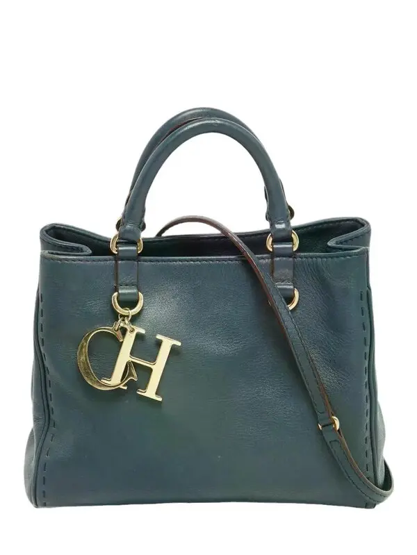 Carolina Herrera Ch Charm Leather Tote Bag - Blue