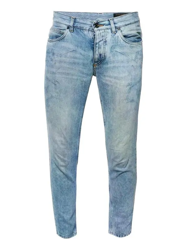 Dolce & Gabbana Angel Print Slim-fit Jeans - Blue