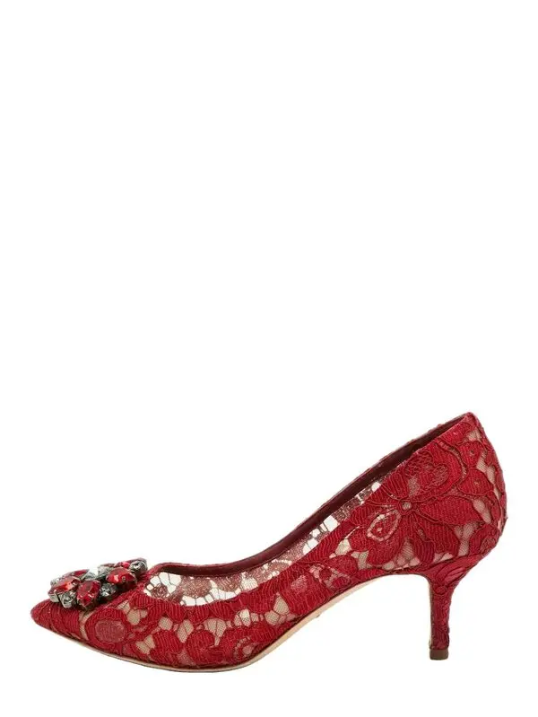Dolce & Gabbana Bellucci Floral-lace Stiletto Pumps - Red
